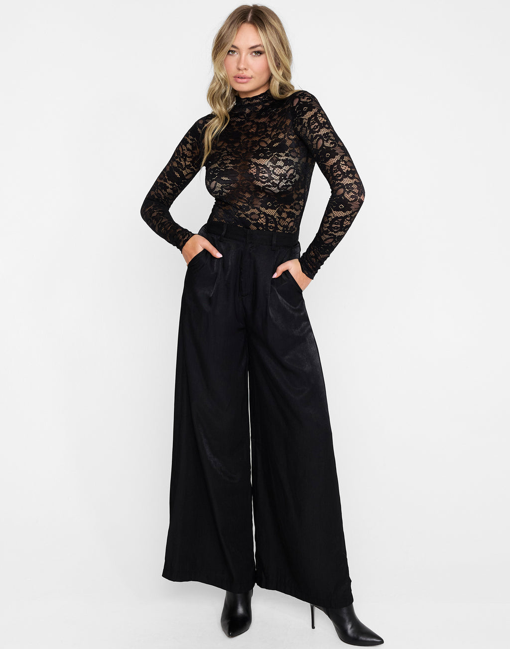 Jayda Wide Leg Pant in Black | Beach Bunny Swimwear